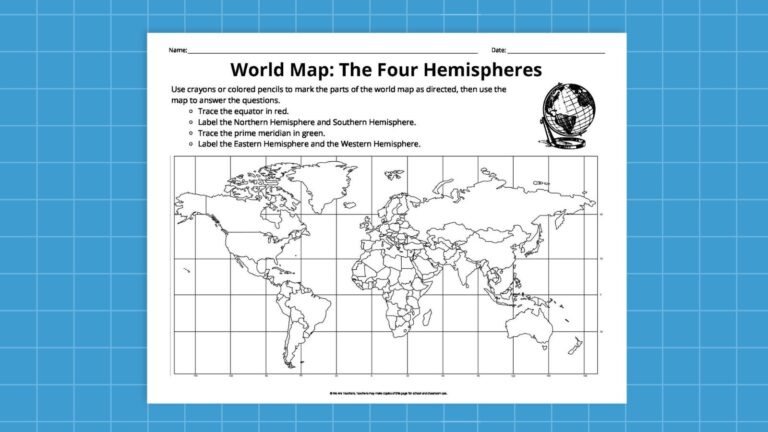Free Printable World Map Worksheets - Free Printable Worksheets