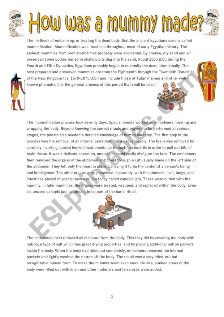 Mummy Reading Comprehension Worksheet - Printable Worksheets Template