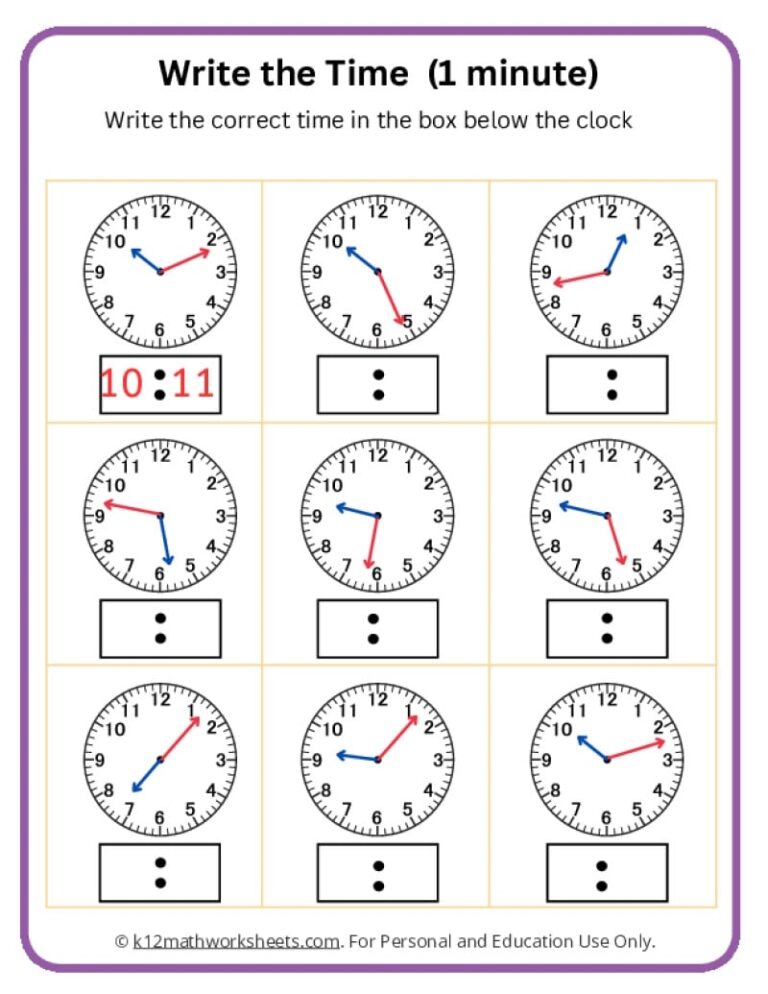 Math Telling Time Worksheets - Printable Worksheets Template