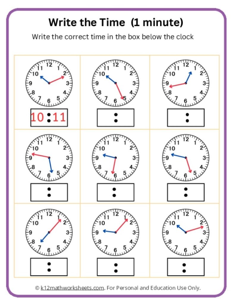 Math Telling Time Worksheets - Printable Worksheets Template