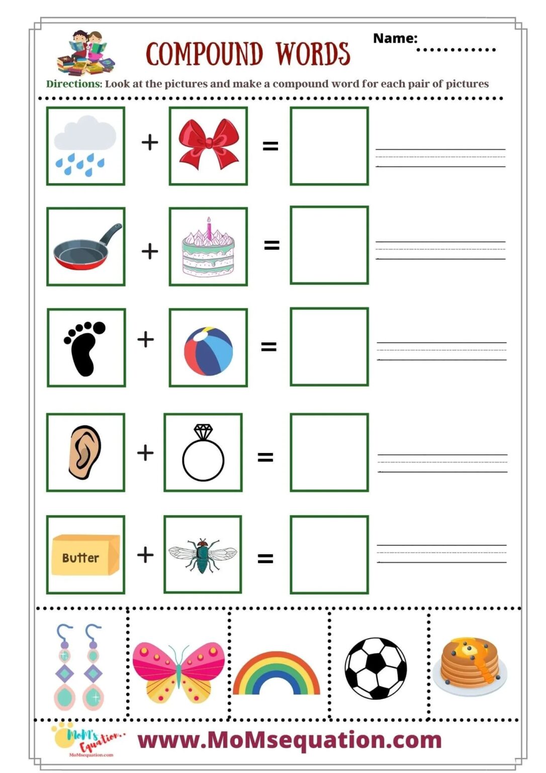 Compound Words Preschool Kindergarten Worksheets - Free Printable ...