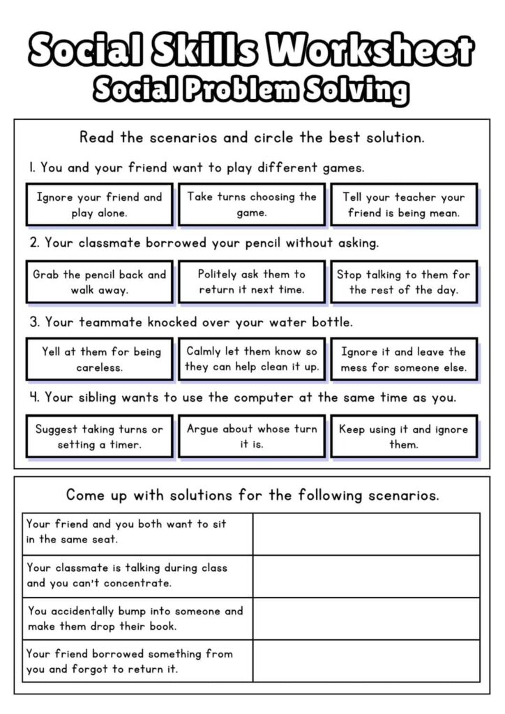 Printable Social Skills Worksheets - Free Printable Worksheets