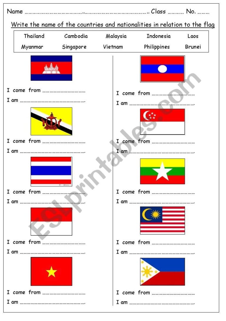 Asean Worksheet Free Printable - Free Printable Worksheets