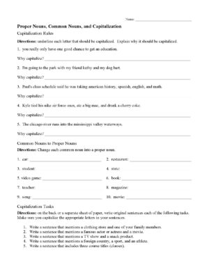 Free Printable Capitalization Proper Nouns Worksheet - Free Printable ...