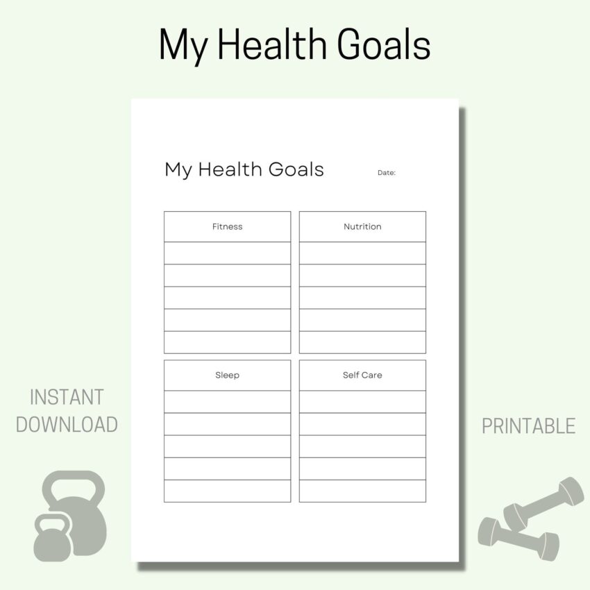 Printable Fitness Goal Setting Worksheet - Free Printable Worksheets