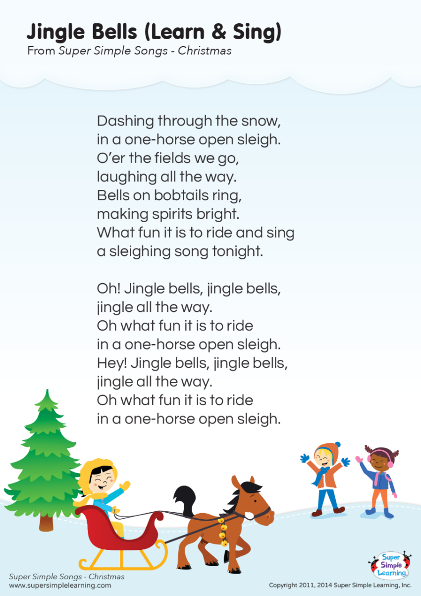 Jingle Bells Lyrics Printable For Preschoolers - Free Printable Worksheets