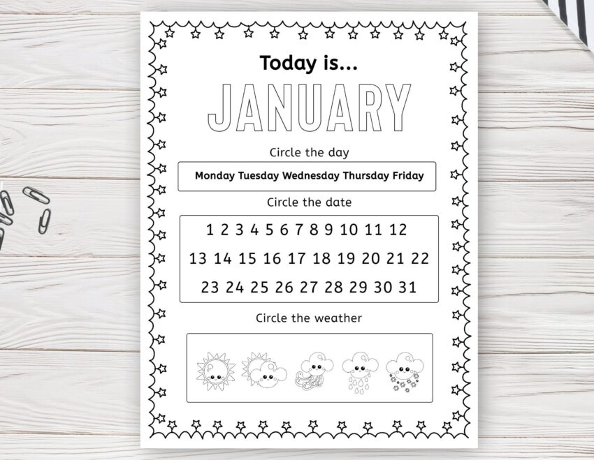 Printable Calendar Worksheet For Grade 1 - Free Printable Worksheets