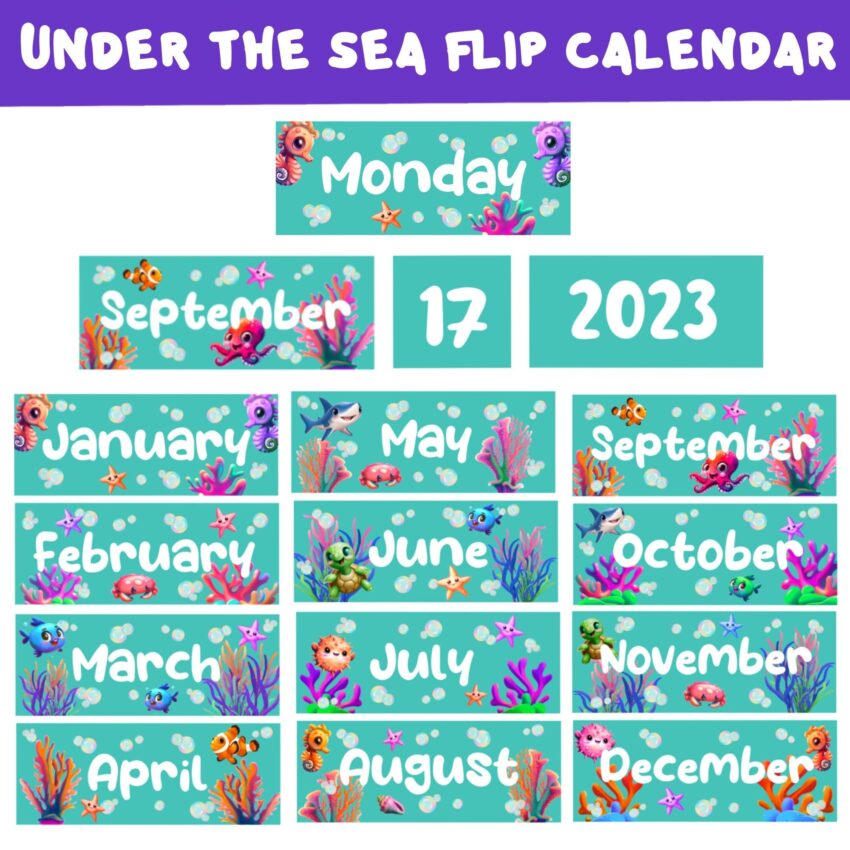 Ocean Calendar Preschool Poster Free Printable - Free Printable Worksheets